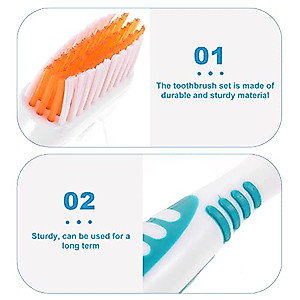 Healvian 2 Sets Travel Toothbrush Set Denture Toothbrush and Toothbrush Storage Box Box Soft Double Bristle False Teeth Brush Denture Cleaning Tool