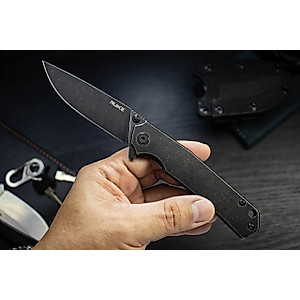 Ruike Pocket Knife for men Tactical Folding Knives Small Frame Lock 14C28N Stainless Cool Steel Camping Knives with Pocket Clip Hiking WorK EDC Knife Outdoor Gear Tool Women Gifts P801-SB