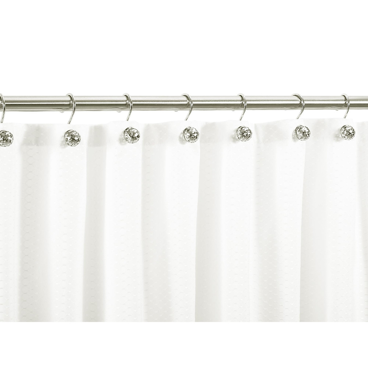 Chictie Nickel Shower Curtain Hooks - Decorative Shower Curtain Rings,Set of 12 Silver Metal Rustproof Shower Hangers for Bathroom Curtains Rods Hollow Ball Design