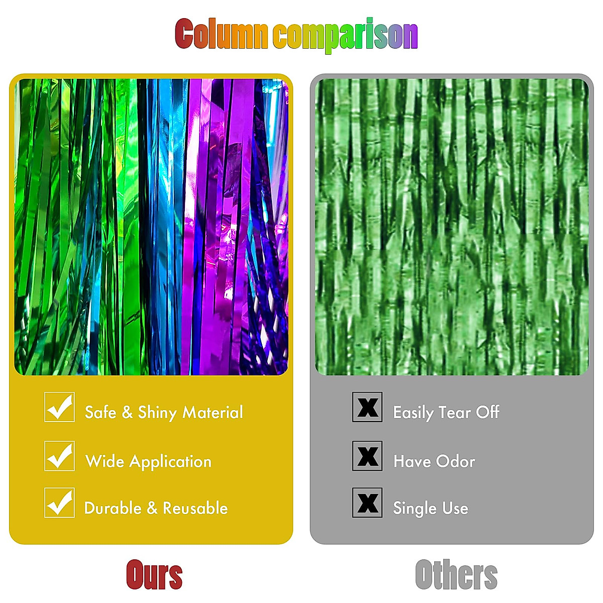 CANREVEL 2 Pack 3.3x8.2 Feet Rainbow Foil Fringe Backdrop Curtains, Tinsel Streamers Birthday Party Decorations, Photo Booth Props Backdrop for Wedding Engagement Bridal Shower Unicorn
