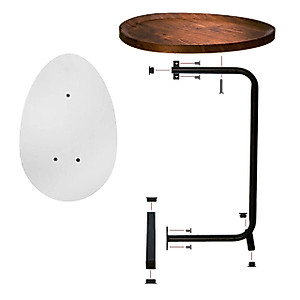 MENYCNJ C shaped table for safa Small C Side Table for Living Room and Small Spaces- Easy Assembly, C Shaped Round End Table for Couch and Bed, Night Stand for Bedroom, Wood/Black