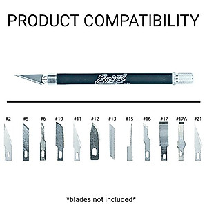 Soft Grip Hobby Knife, Excel Blades K18 with Safety Cap, American Made Light Duty Craft Knife (One Assorted Color)