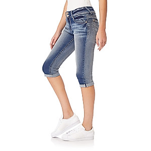 WallFlower womens Juniors Instastretch Mid-rise Curvy Fit Skinny Stretch Denim Capri (Standard and Plus) Jeans, Jenna, 15 US