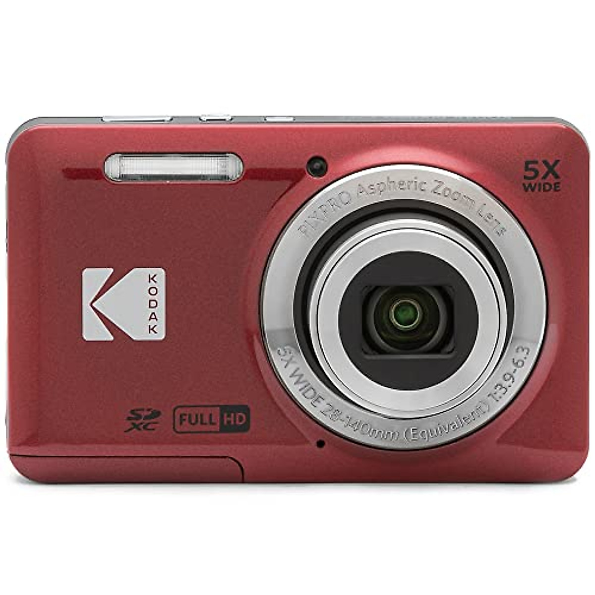 Kodak FZ55RD PIXPRO Digital Camera Red Bundle with Lexar 64GB High-Performance 800x UHS-I SDHC Memory Card Blue Series