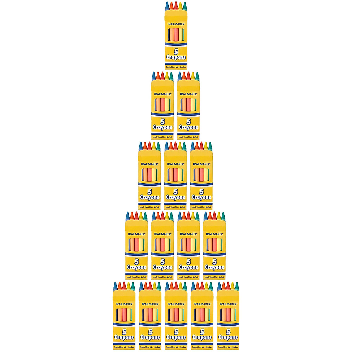 Trail maker Wholesale Bright Wax Coloring Crayons in Bulk 24 Pack, 5 Per Box in Assorted Bundle Art Sets (24 Pack)