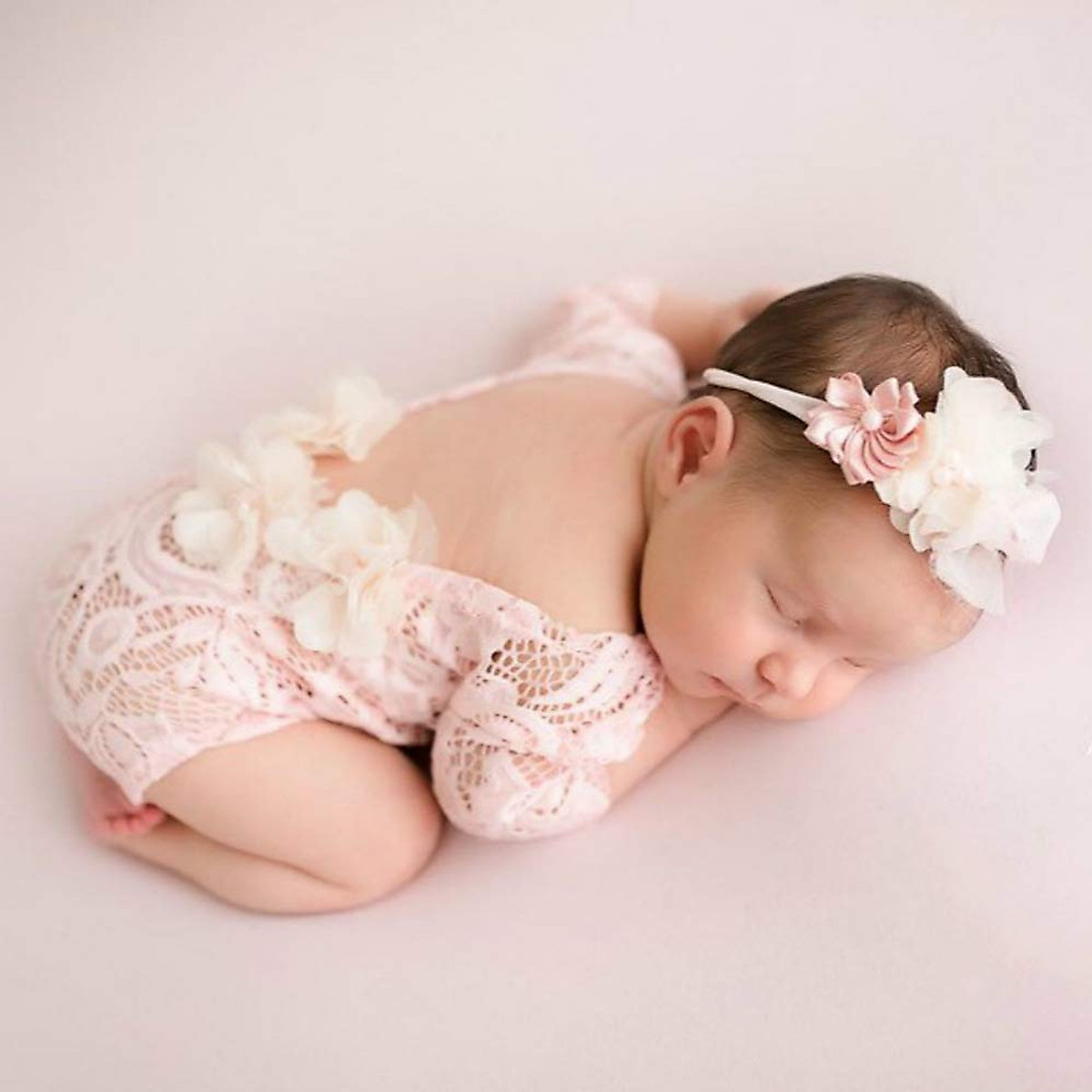 Brenaly Newborn Photography Prop Infants Baby Sunflower Tutu Skirt and Pink Lace Rompers Flower Headband Sets Shoot Outfits for 0-6 Months Baby Girls