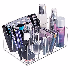 iDesign 5 Compartment Plastic Bathroom Storage Organizer, The Clarity Collection – 9.88” x 6.88” x 4”, Clear