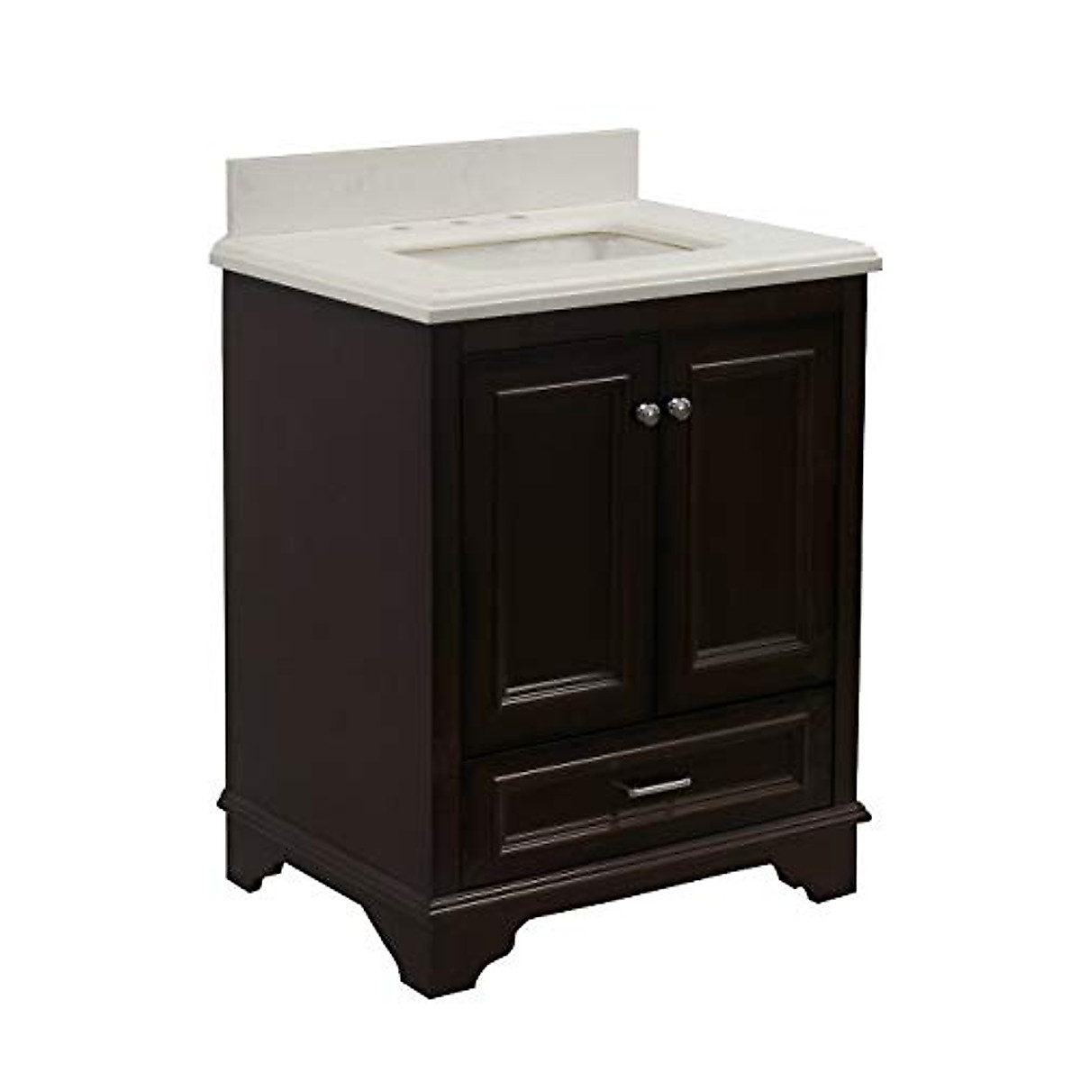Nantucket 30-inch Bathroom Vanity (Quartz/Chocolate): Includes Chocolate Cabinet with Stunning Quartz Countertop and White Ceramic Sink