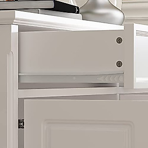 ECACAD Modern Sideboard Buffet Storage Cabinet with Drawers, Shelves & Carved Legs, Entryway Console Cabinet for Kitchen, Living Room, White (47.2”L x 15.7”W x 31.9”H)