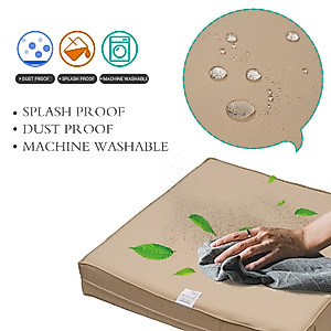 ClawsCover 14Pack Outdoor Seat Cushions Back Pillow Replacement Covers Fit for 5 Pieces 7-Seater Wicker Rattan Patio Conversation Set Sectional Couch Chairs Furniture,Khaki-Cover Only