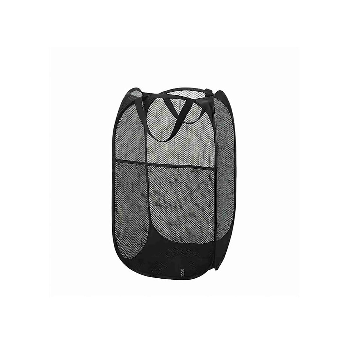 Clasoul pop up hamper with a handle, portable foldable laundry basket. The mesh laundry basket is breathable and moisture-proof, and the large capacity pop up laundry is suitable for home（black）