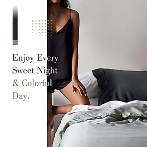 WishSmile Cooling Pillowcases Queen Pillow Cases Set of 2,Hair and Skin Friendly,Black,20x30 inches