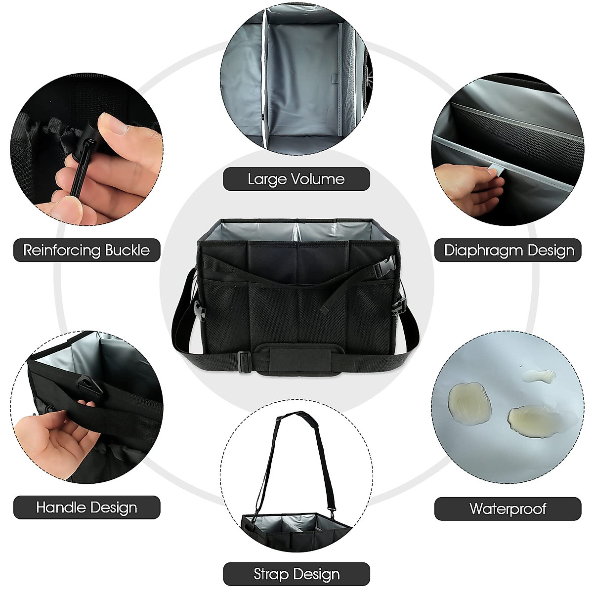 Large Grill Utensil Caddy with Paper Towel Holder, Collapsible Picnic Bag Organizer for BBQ Supplies, Easy Carry Griddle Caddy for Utensil, Plate, Portable Bag for Travel, Trunk, RV