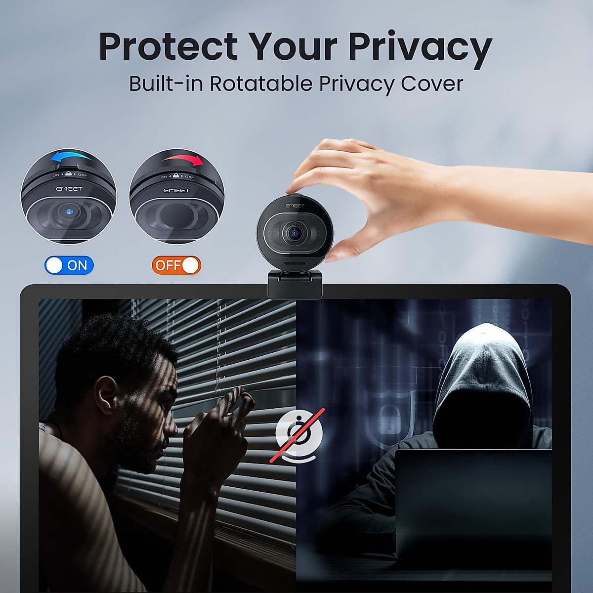 EMEET 4K Webcam for PC, S600 Webcam with Sony Sensor, 2 Noise Reduction Mics, 65°- 88° FOV, TOF Autofocus, Built-in Rotating Privacy Cover, 1080P@60FPS, Ideal for Video Calling/Zoom/Skype/Teams