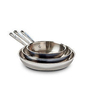 T-fal Pro Tri-Ply Stainless Steel Cookware Set 3 Piece, Induction Compatible, Oven Safe 500F, Fast & Even Heat, Professional Quality & Durability, Pots & Pans Set, Fry Pan Set, Dishwasher Safe, Silver