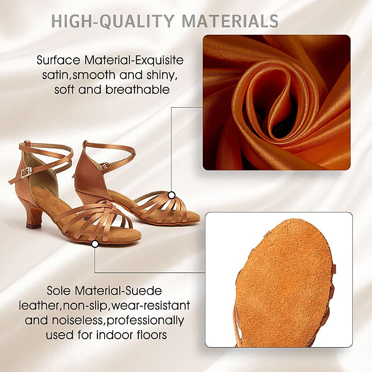 RUYBOZRY Women's Latin Dance Shoes Salsa Ballroom Performance Professional Practice Dancing Shoes,Model 802QB-5,Brown,US 6.5