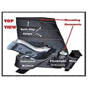 GVN Explorer Adjustable Size Mattress Bed Handgun Holster for Under Vehicle Seat, Office Seat Concealed Handgun Holster with Tactical Flashlight