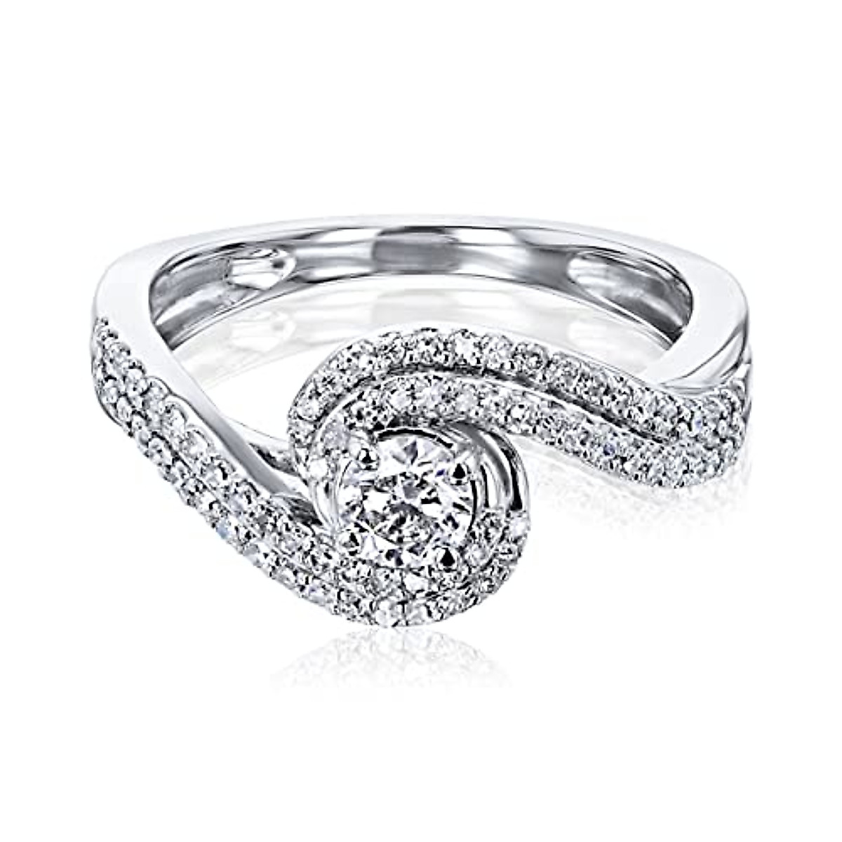 Kobelli Diamond Dual Wave Engagement Ring - white-gold / 10.0