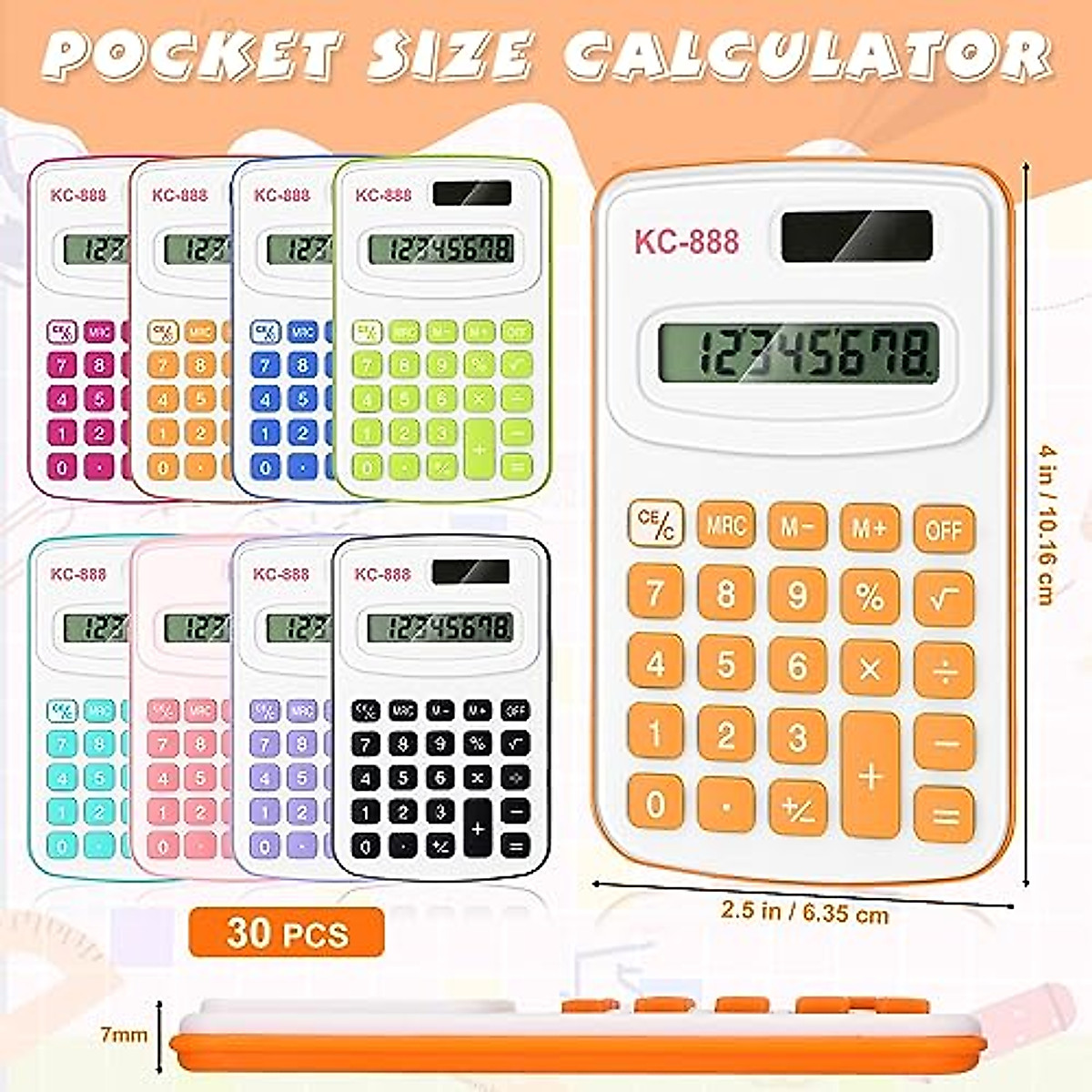 Treela 30 Pcs Mini Pocket Calculators for Students