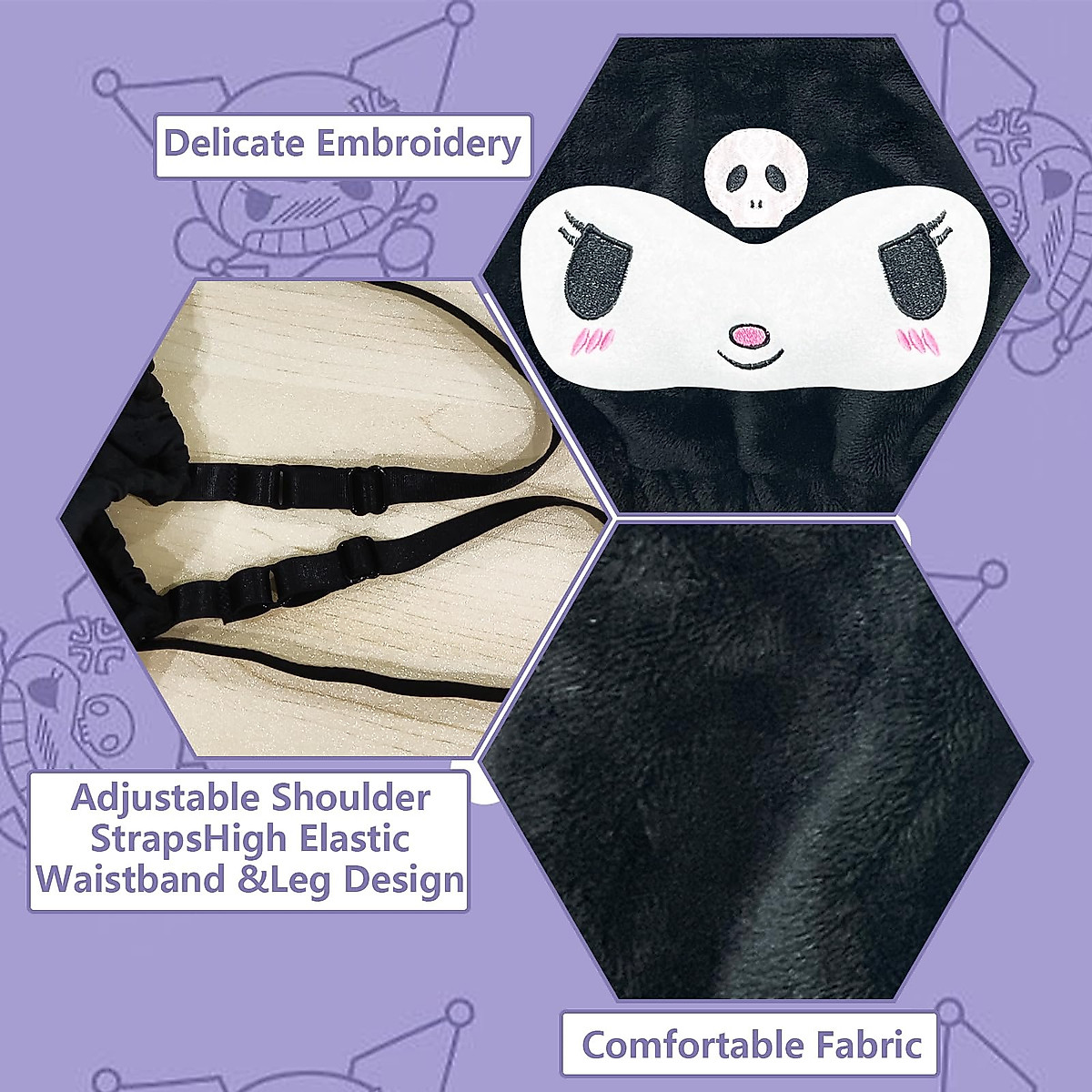 XFXATRJ Kawaii Kuromi Pajamas Set Sweet Lovely Velvet Tube Top and Shorts Two Piece Cartoon Sleepwear Sets for Women (as1, alpha, m, regular, regular, Black)