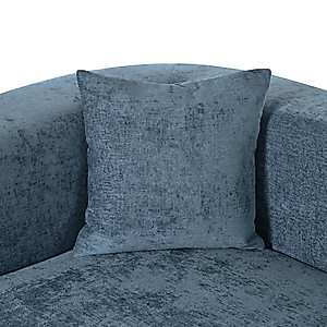 125" Large Modular Sectional Sofa, Modern 2-Piece L Shaped Couch Sofa with 3 Pillows, Chenille Floor Cloud Couch for Living Room, Bedroom, Salon, Office (Blue)