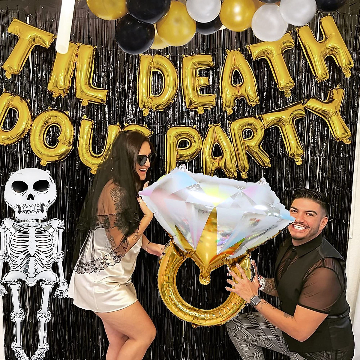 JeVenis Gothic Bachelorette Party Decoration Til Death Do Us Party Decoration Balloons Bachelorette Bridal Shower Engagement Decoration