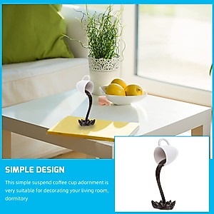 Garneck Floating Coffee Cup Sculpture Floating Spilling Coffee Cup Sculpture Pouring Coffee Mug Funny Sculpture Kitchen Art Decor for Home Office Housewarming Gifts Coffee Mug Sculpture