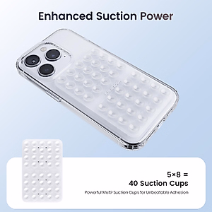 Klearlook Silicone Suction Cup Phone Case Mount Double Sided, Sticky Phone Grip with Higher Suction Power for Cell Phone, Hands-Free Phone Accessories Holder for Selfies and Videos, Transparent