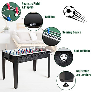 Giantex Foosball Table, Wooden Soccer Table Game w/Footballs, Suit for 4 Players, Competition Size Table Football for Kids, Adults, Football Table for Game Room, Arcades (48 inch, Black)