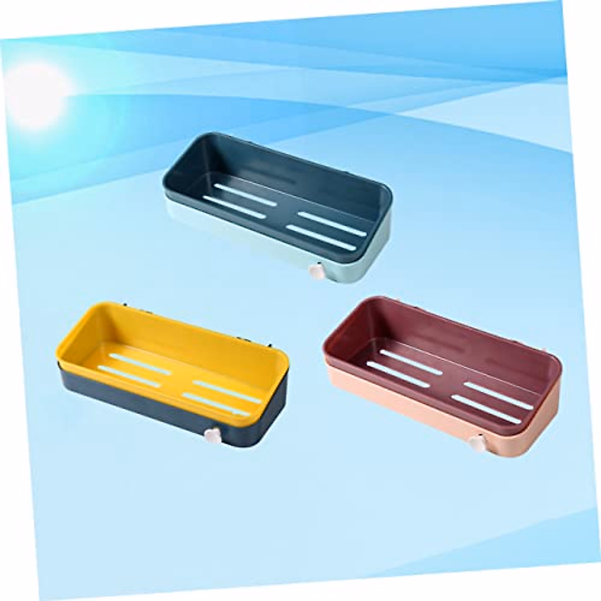 Healeved 3pcs Shampoo Holder Organizer Wall Shower Shelf Rack Kitchen Wall Punch Free Supportor Practical Rack Commodity Shelf Storage Rack Toothpaste Holder Soap Holder Suction Wall