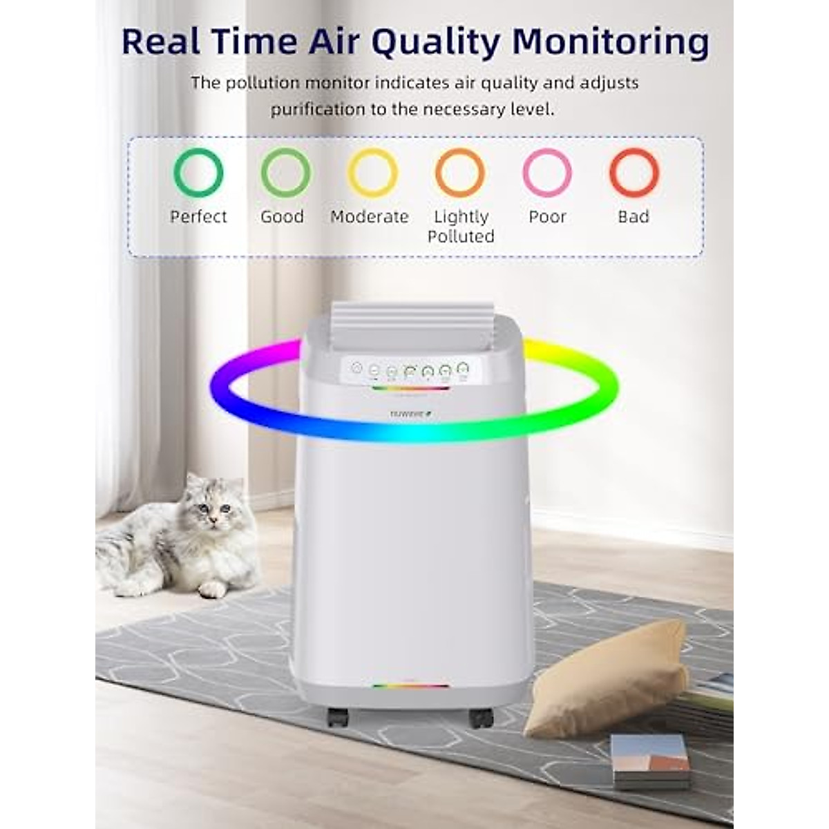 Nuwave OxyPure ZERO Air Purifiers with 20 Yr Washable and Reusable Bio Guard Tech Air Filter, Large Room Up to 2002 Ft², Air Quality Monitor, 0.1 Microns, 100% Capture Allergies, Smoke, Dust, Pollen