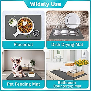 Coffee Maker Mat for Countertops: Coffee Mat Absorbent Coffee Bar Mat for Kitchen Hide Stain Rubber Backed, 12" X 17" Coffee Bar Accessories Fit Under Coffee Machine Coffee Pot Appliance Mats (Grey)