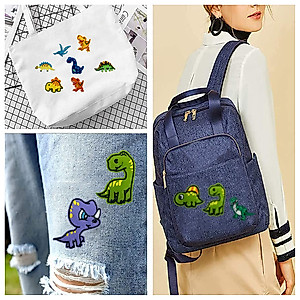 Woohome Iron on Patches, 25 PCS Mixed Dinosaur Appliques Stickers Embroidery Applique Sewing or Iron on for Decoration DIY T-Shirt Hat Coat Dress Sticker