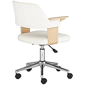 Studio 55D Milano White and Natural Wood Modern Adjustable Swivel Office Chair