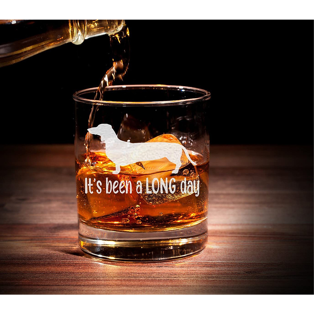 NeeNoNex It's Been a Long Day Funny Dachshund Whiskey Glass - Sarcastic Dog Lover