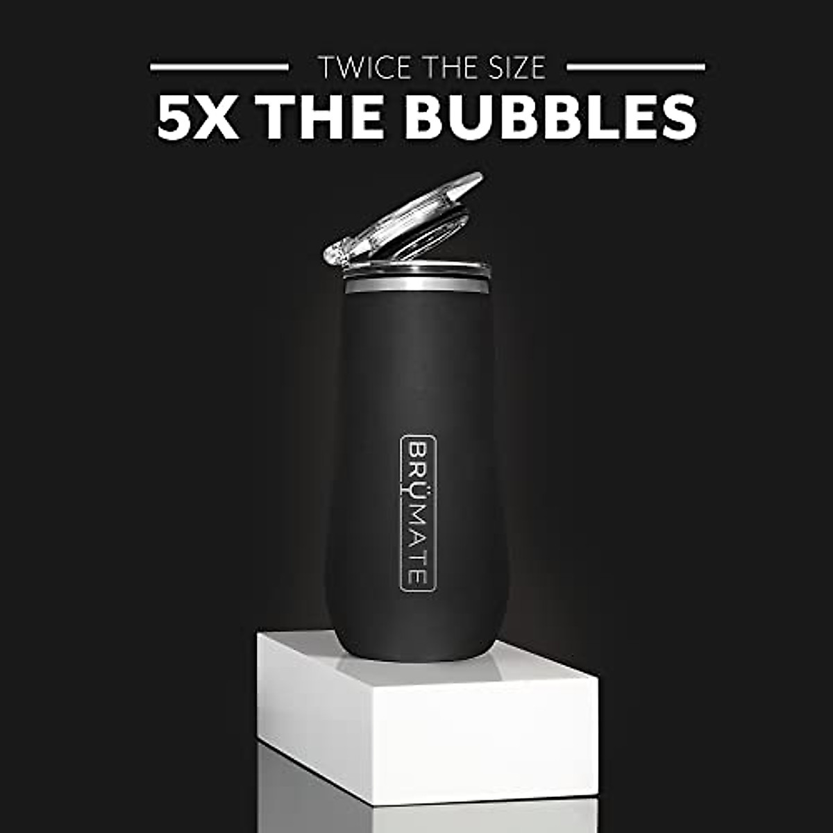 BrüMate 12oz Insulated Champagne Flute With Flip-Top Lid - Made With Vacuum Insulated Stainless Steel (Glitter Mermaid)