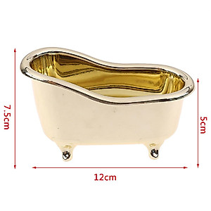 Mini Bathtub Sundries Storage Box, Small Bath Tub Makeup Organizer Container Soap Dish Holder Desktop Storage Accessories(Silver)