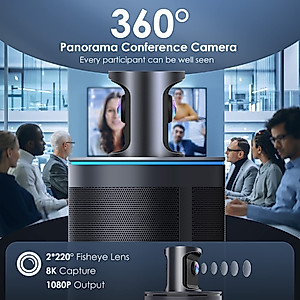 KanDao Meeting 360 Video Conference Camera, 8K Captured 1080P 360-degree Meeting Room Camera, 8*Mics, 20W Speaker, 4-in-one USB Conference Webcam, Smart Tracking Zooming, Wide-Angle, Plug & Play