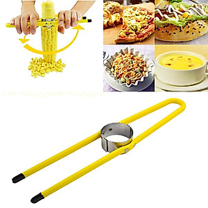 Corn Slicer Peeler Thresher Stainless Steel Corn on The Cobb Holders Corn Shucker Kitchen Cooking Tools，Easy to Operate and Clean, Reusable and Durable