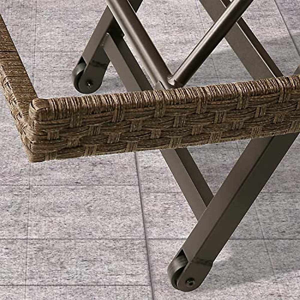 Ulax Furniture Outdoor Wicker Chaise Lounge Adjustable Padded Patio Reclining Chaise Lounger Chairs with Non-Rust Aluminum Frame and Wheels, Set of 2