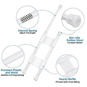 Worldity 4 Set Double Rv Refrigerator Bars, Adjustable Spring Tension Fridge Rod Extendable to 9.8-16.7inch, Non-Slip Rv Refrigerator Accessories, Small Tension Rod for Holding Food Drinks in Place