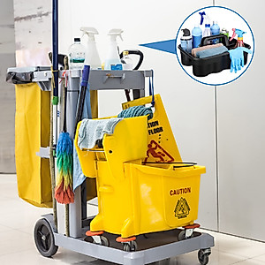 Wesiti 6 Pcs Cleaning Tool Carry Caddy with Handle Plastic Shower Basket Caddy Storage Boxes Cleaning Supplies Organizer for Spray Bottles Brush Sponge Home Office, Black