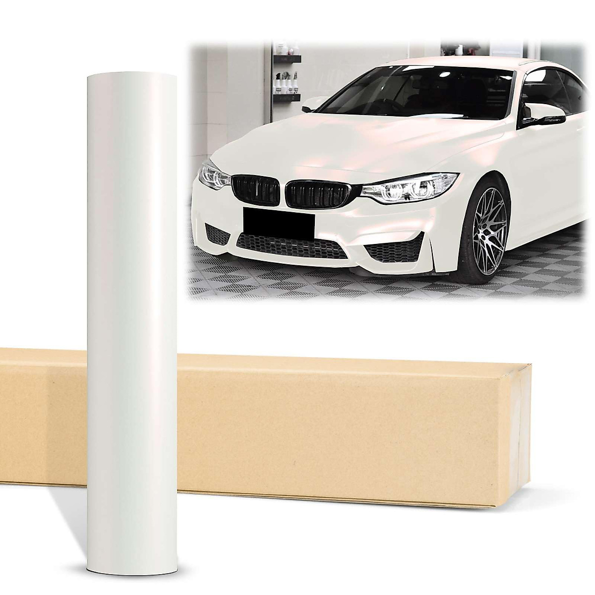 2pcs 4"x8" (10cmx20cm) Sample White to Red Matte Pearl White Vinyl Wrap Sticker Car Auto Vehicle Motorcycle Decal Sheet with Air Release Bubble Free Self Adhesive Peel and Stick