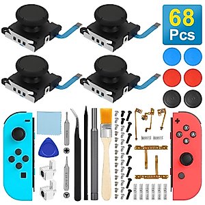EEEKit Joystick Replacement for Joycon, 3D Analog Thumb Stick Repair Kit for Switch, Switch Lite, Switch OLED, 68PCS