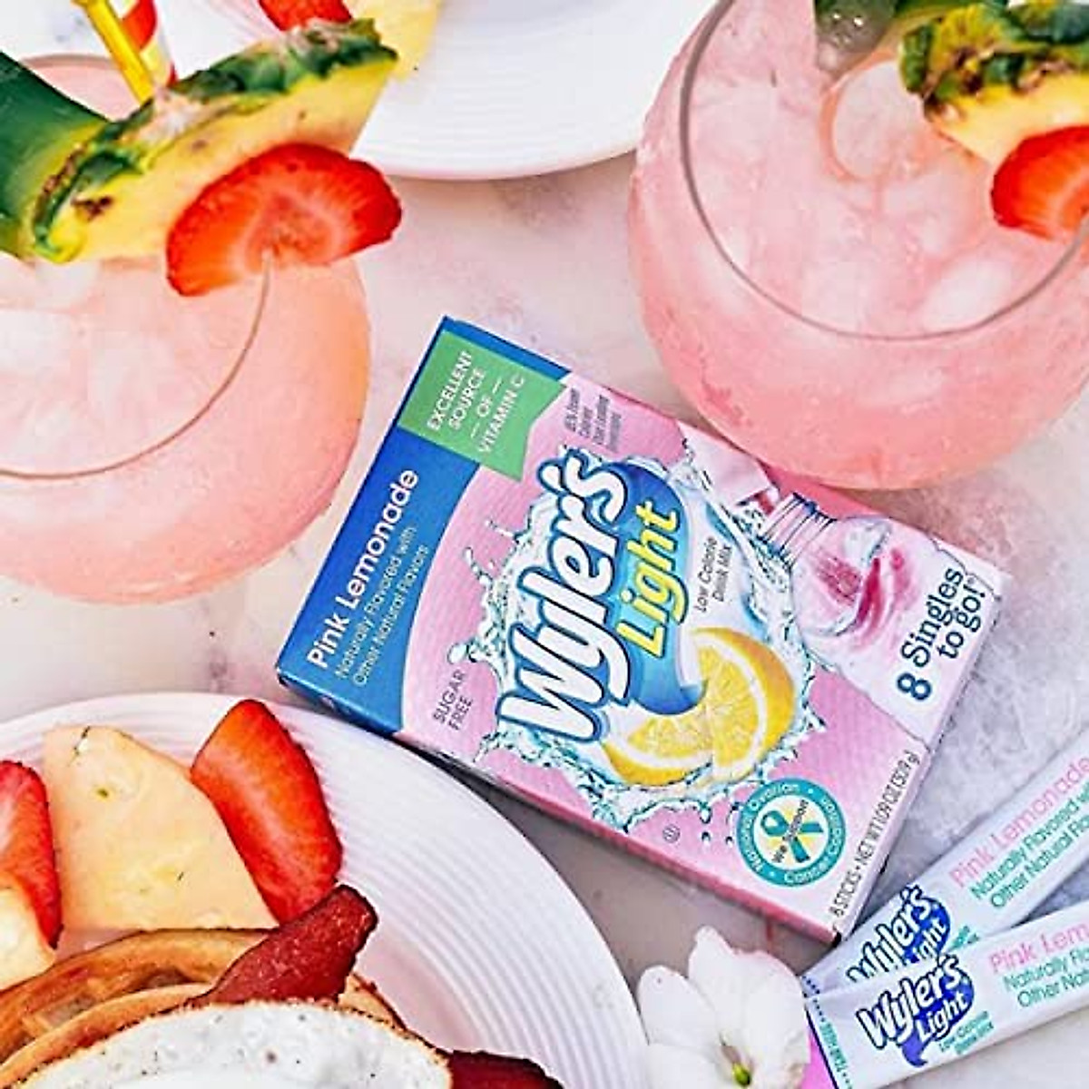 Wyler's Light Singles To Go Powder Packets, Water Drink Mix, Pink Lemonade, 96 Single Servings (Pack of 12)
