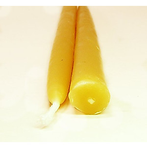 100% Beeswax 2-Hour Candles Organic Hand Made - 7 1/2 Inches Tall, 3/8 Inch Diameter (Set of 12)