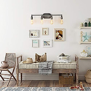 LNC Bathroom Vanity Light Fixture, Industrial Water Pipe Wall Lamp, Dark Silver Finish for Kitchen, Doorway, Entryway, 27.6”