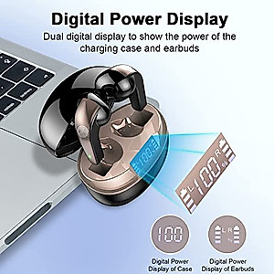 Wireless Earbud, Bluetooth 5.2 Headphones with HD Mic, Bluetooth Earphones with Deep Bass, Bluetooth Earbud in Ear Noise Cancelling, 35H Wireless Headphones IP7 Waterproof Ear Buds[2022 New] Black