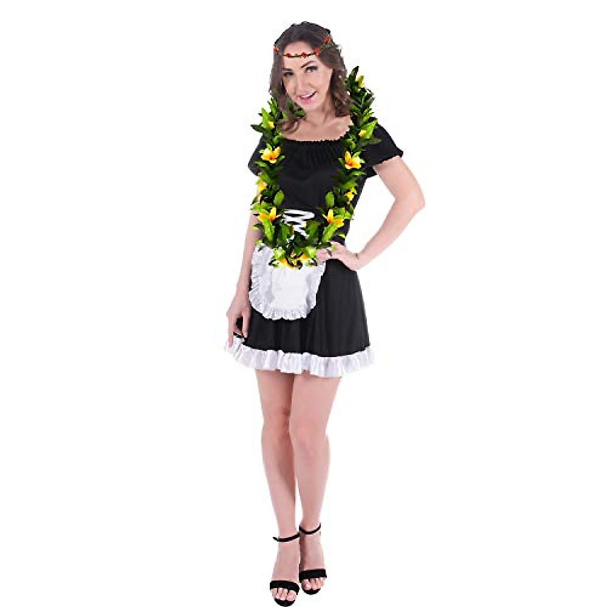 Besutolife Hawaiian Luau Leis Tropical Artificial Flower Leis Necklaces for Graduation Hula Costume Beach Party Hawaiian Luau Party 3 PCS