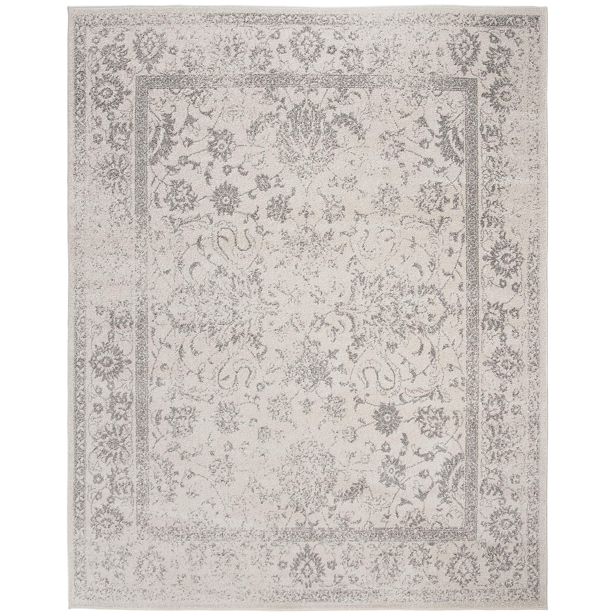 SAFAVIEH Adirondack Collection X-Large Area Rug - 11' x 15', Ivory & Silver, Oriental Distressed Design, Non-Shedding & Easy Care, Ideal for High Traffic Areas in Living Room, Bedroom (ADR109C)